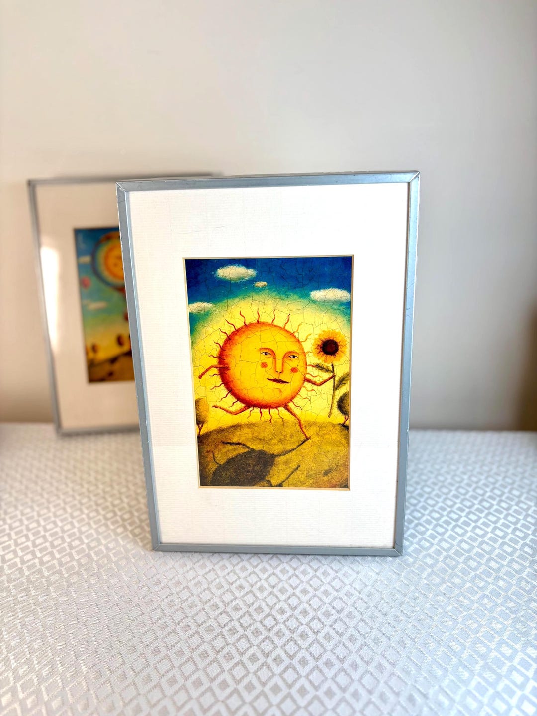 Vintage Ian Beck Prints Set | Surreal Sun Face, Hot Air Balloon - Etsy