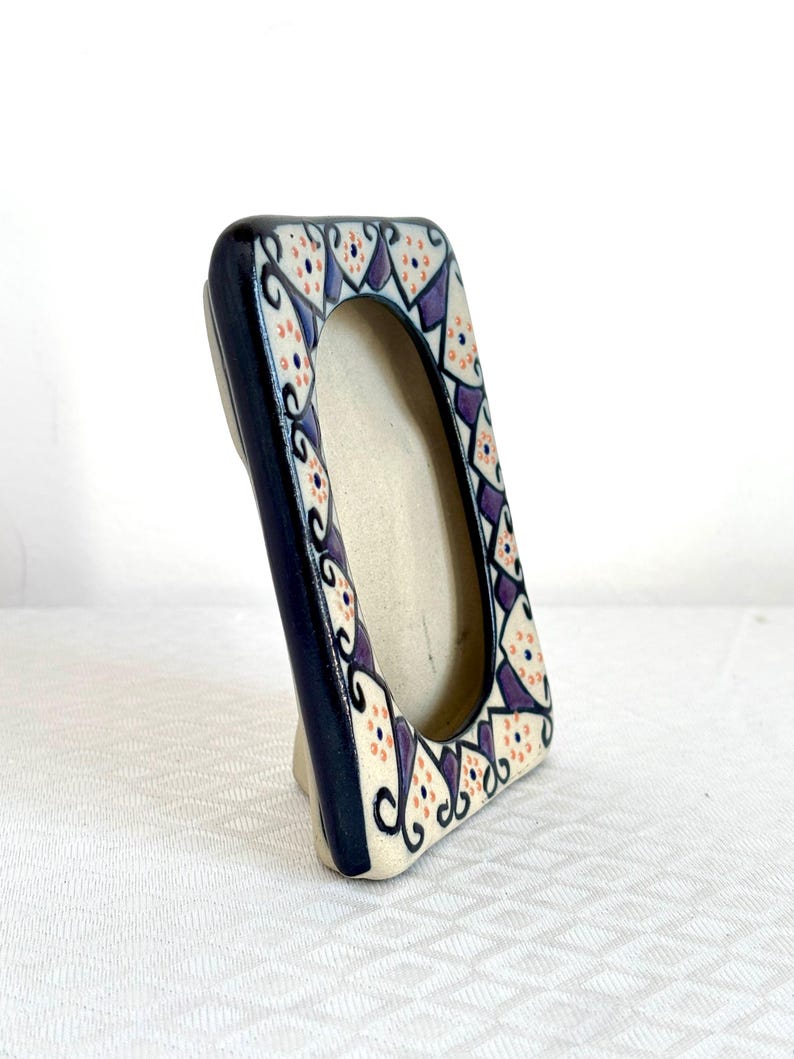 Vintage Clay Mexican Picture Frame – Handpainted Small Frame 3x4 ...