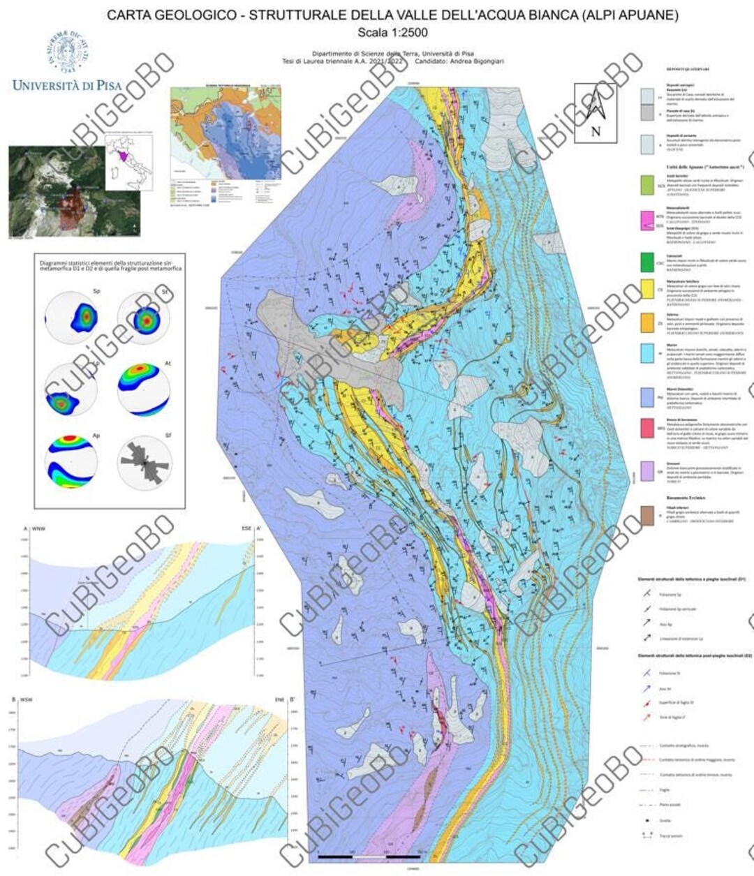 Apuan Alps Geological Map, Carcaraia, Acqua Bianca Valley, Rocks. - Etsy
