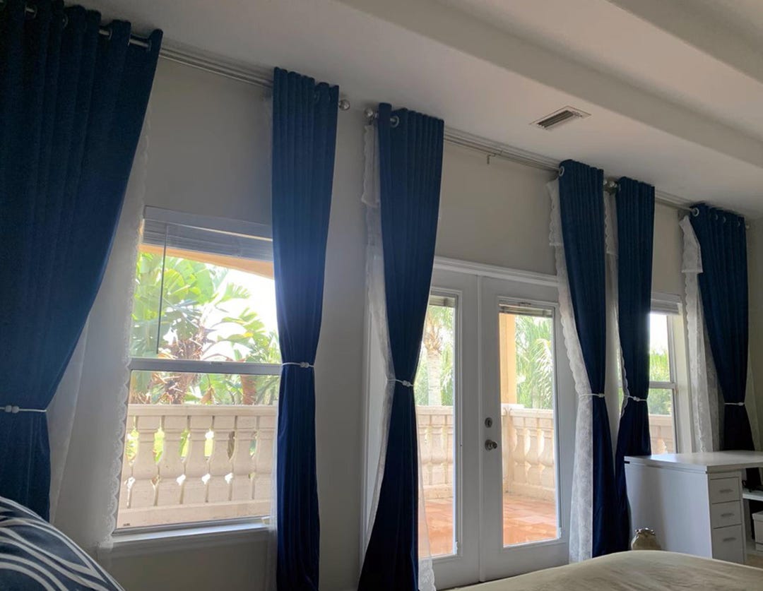 Custom Premium Wool-blend Velvet Curtains, 70+ Colors, Capri Blue ...