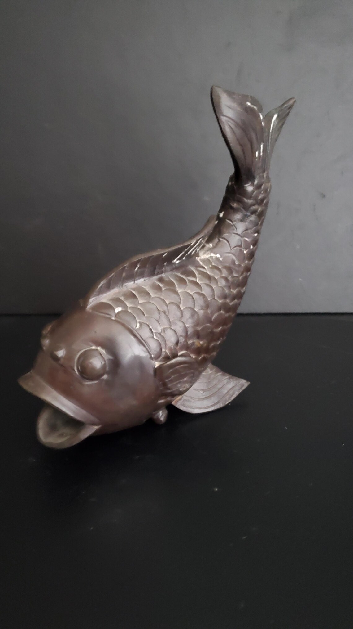 Vintage, Elegant Bronze Koi Fish Statue - Etsy