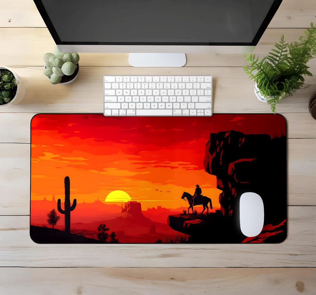 Red Dead Redemption Style Western Poster Art Desk Mat, Gaming Mouse Pad ...