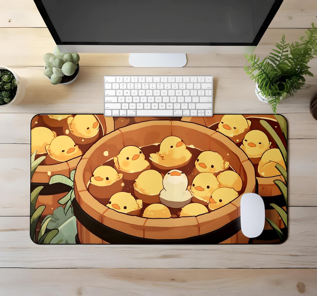 Kawaii Ducks Desk Mat, Cute Ducks Green Desk Mat, Work Desk Accessory ...