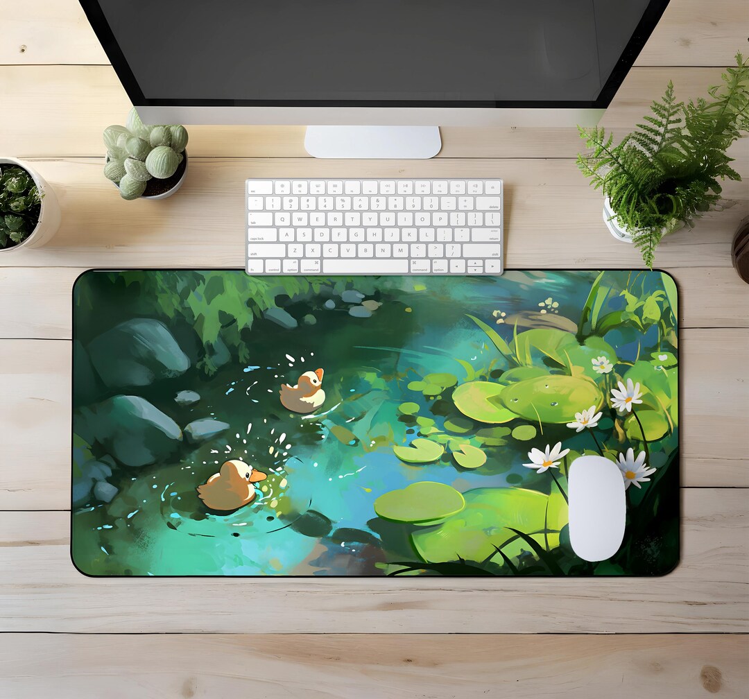 Cute Ducks XL Desk Mat, Studio Ghibli Mouse Pad, Kawaii Mouse Pad, Cute ...