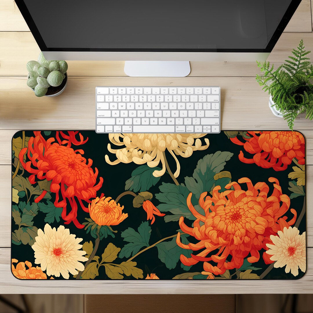Japanese Floral Desk Mat, Cherry Blossom Table Mat, Asian Flower Large ...