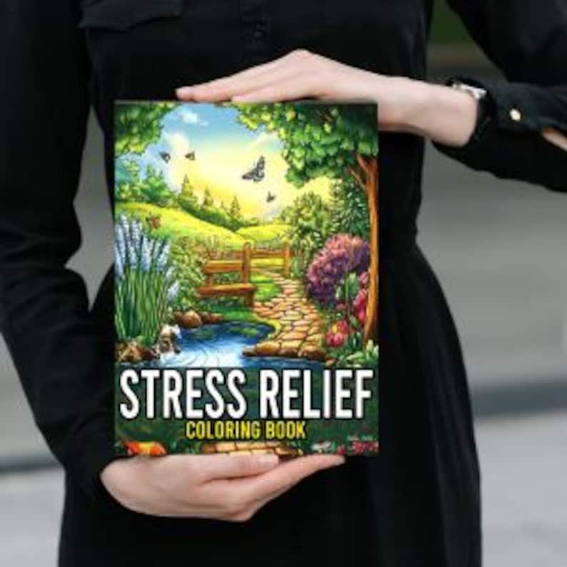Stress Relief Adult Coloring Book – Landscapes, Animals, Mandalas - Etsy