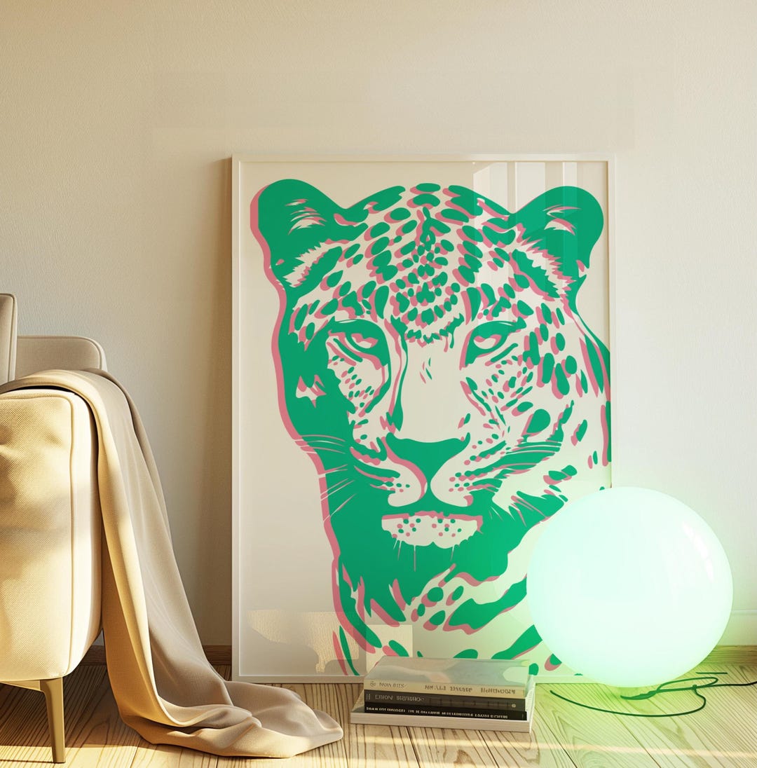 Trippy Leopard Art | Big Cat Poster, Modern Animal Printable, Y2K ...
