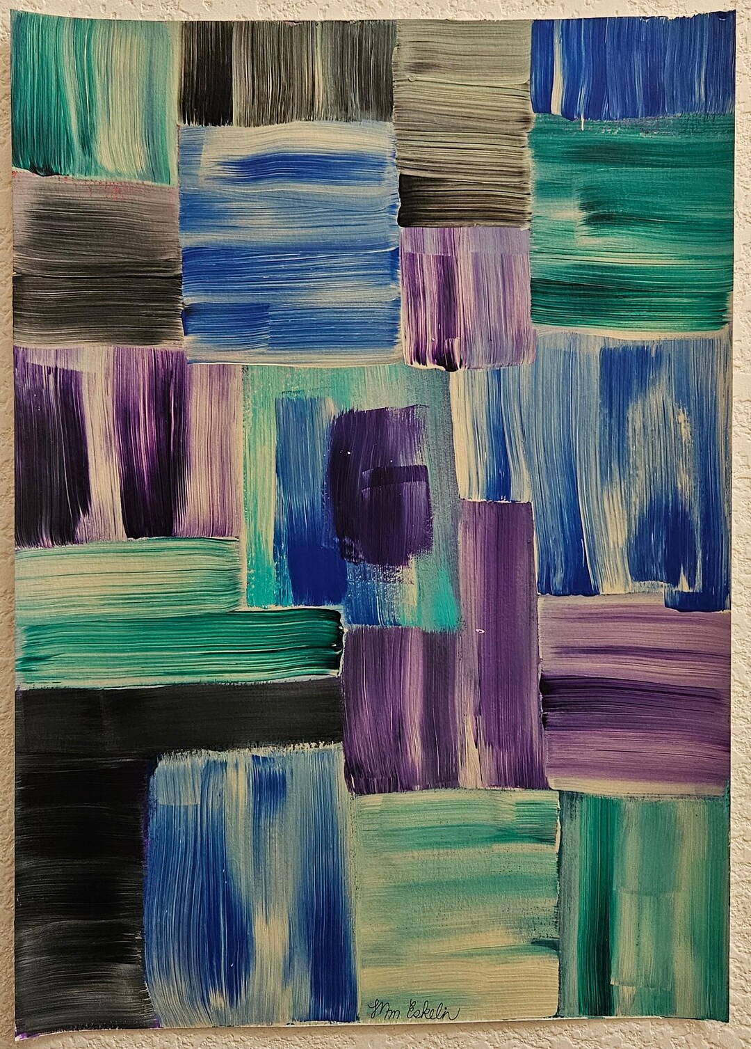 Original Abstract Painting, 'end Caps' Signed 12x18 Unframed Art ...