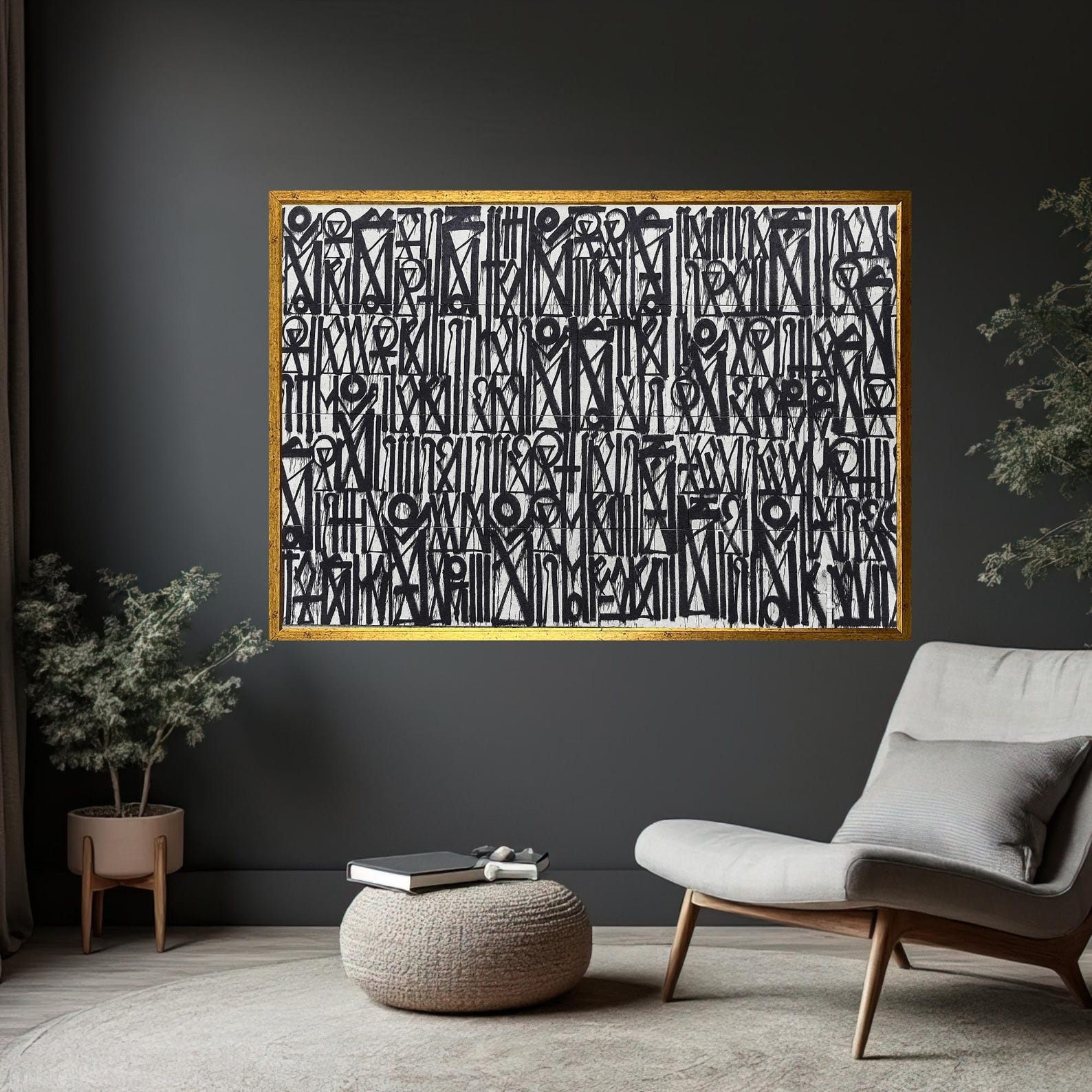 Abstract Retna Wall Art Graffiti American Black & White Modern Canvas ...