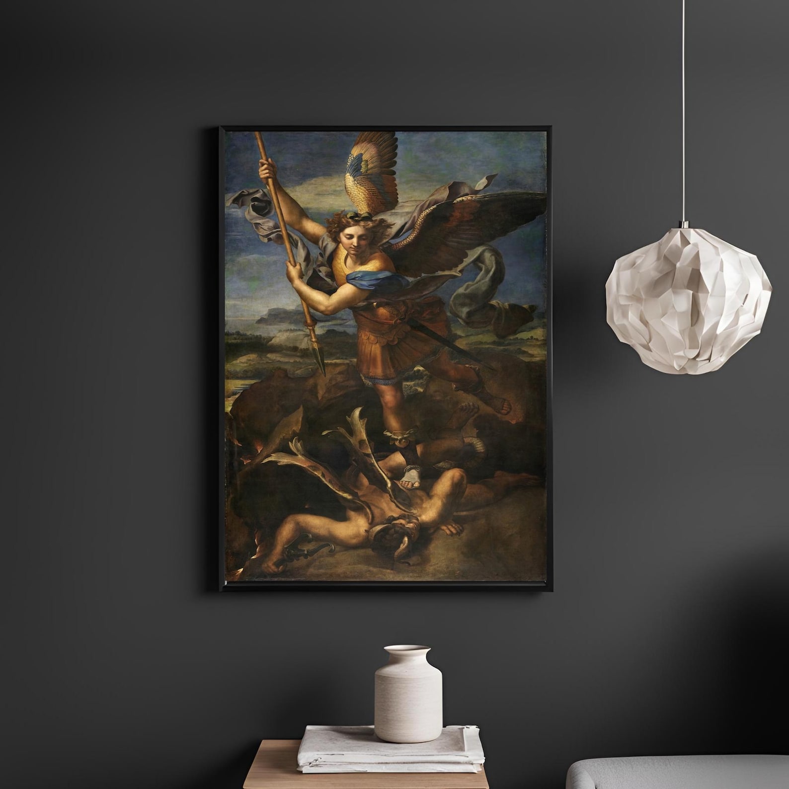 Raphael St. Michael Vanquishing Satan 1518 Canvas Wall Art Reproduction ...