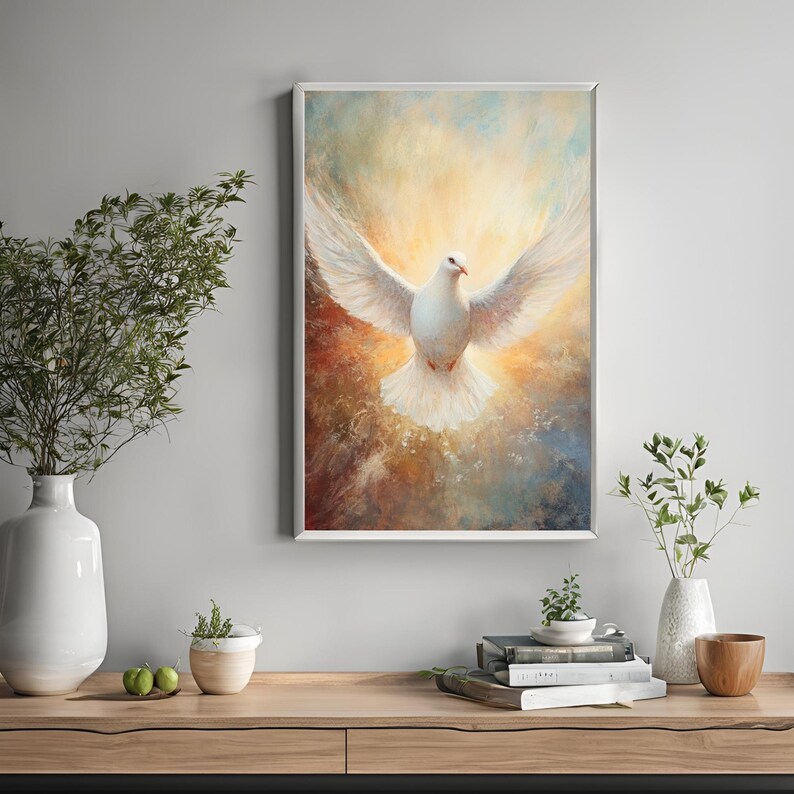 White Dove Freedom Christ Cross- Abstract Home Decor Modern Canvas Wall ...