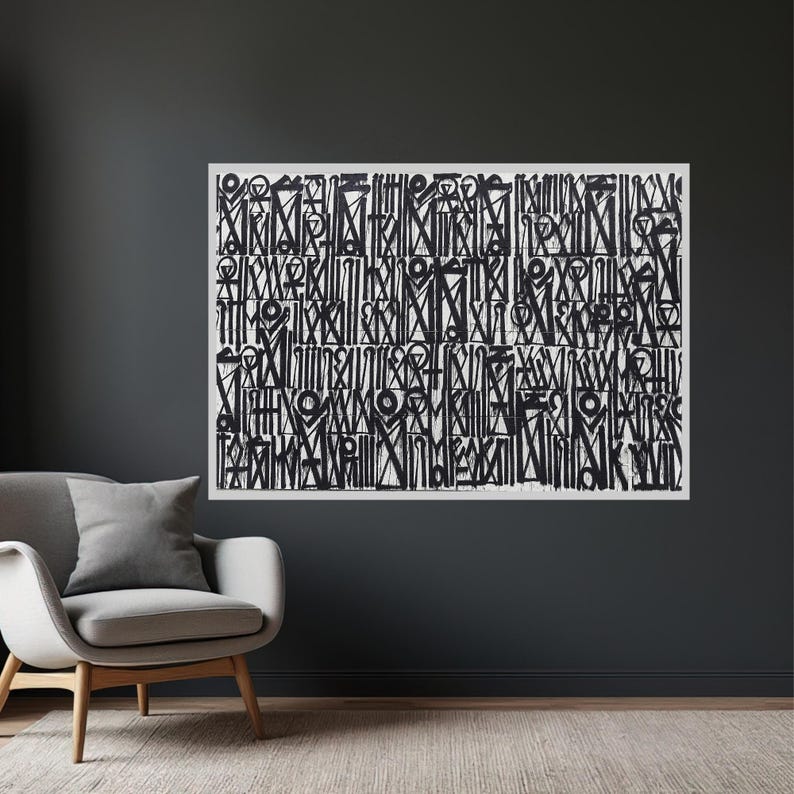 Abstract Retna Wall Art Graffiti American Black & White Modern Canvas ...