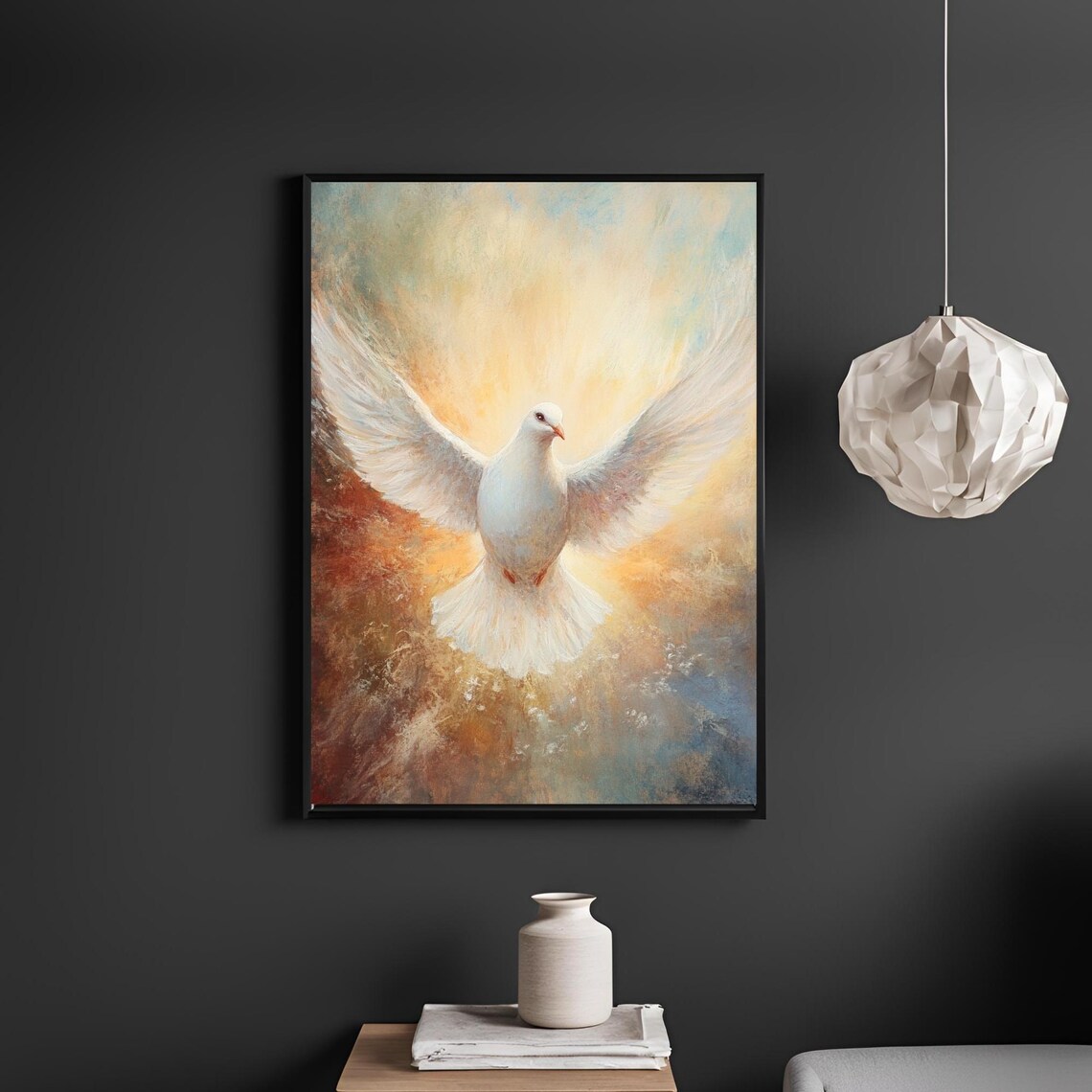 White Dove Freedom Christ Cross- Abstract Home Decor Modern Canvas Wall ...
