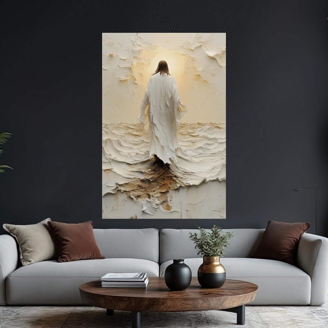 Abstract Jesus Christ and Cross Modern Canvas Wall Art - Contemporary ...