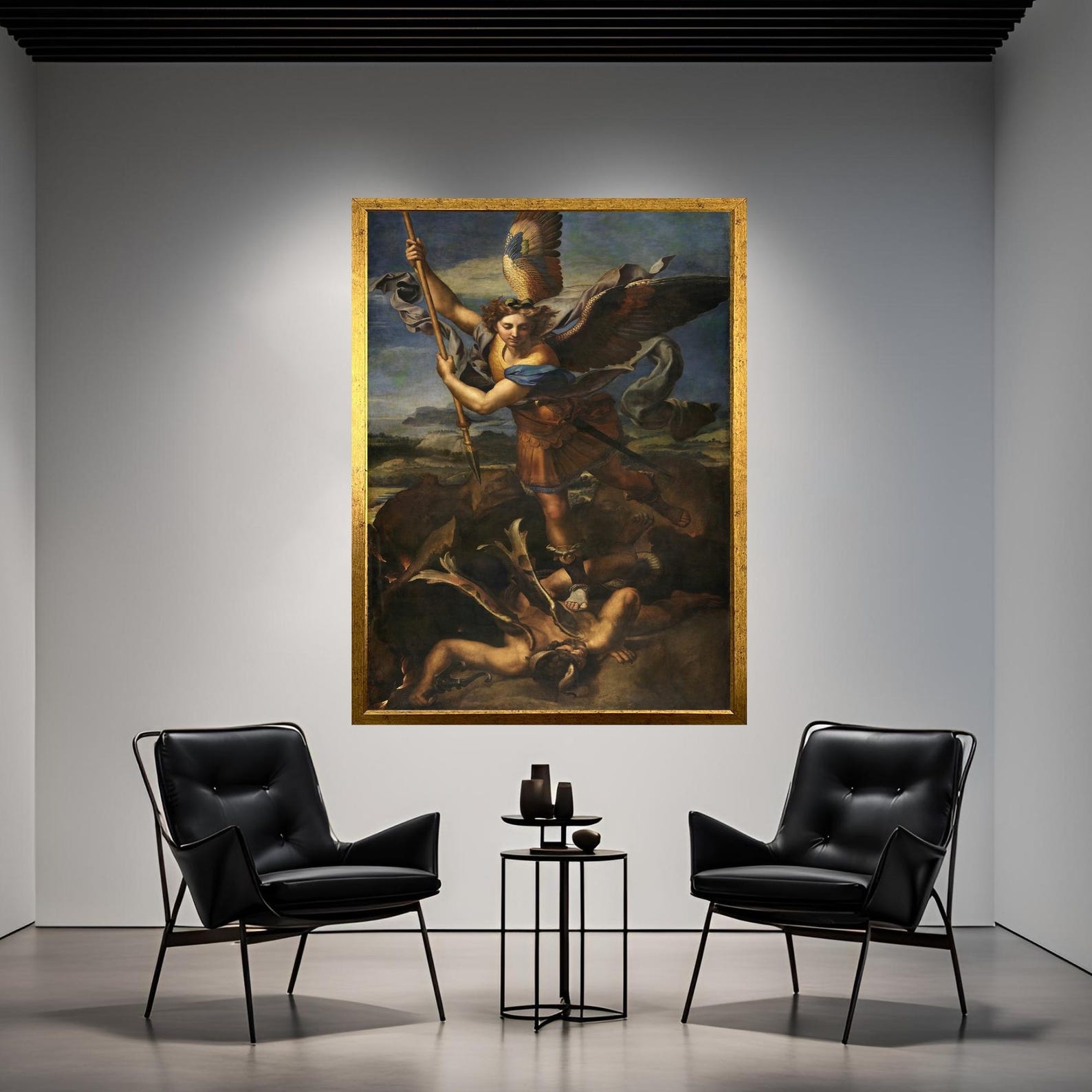 Raphael St. Michael Vanquishing Satan 1518 Canvas Wall Art Reproduction ...