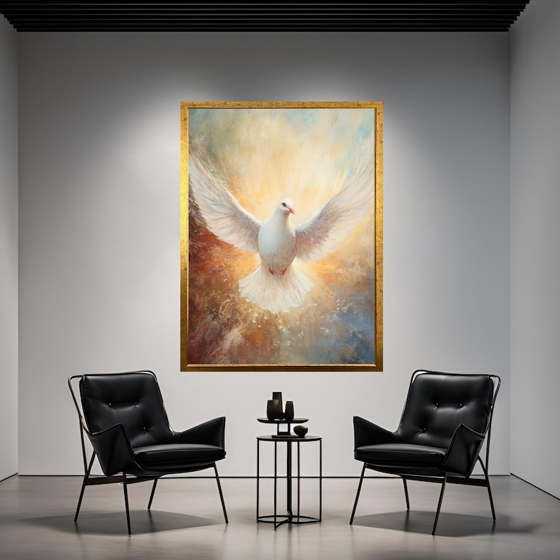 White Dove Freedom Christ Cross- Abstract Home Decor Modern Canvas Wall ...
