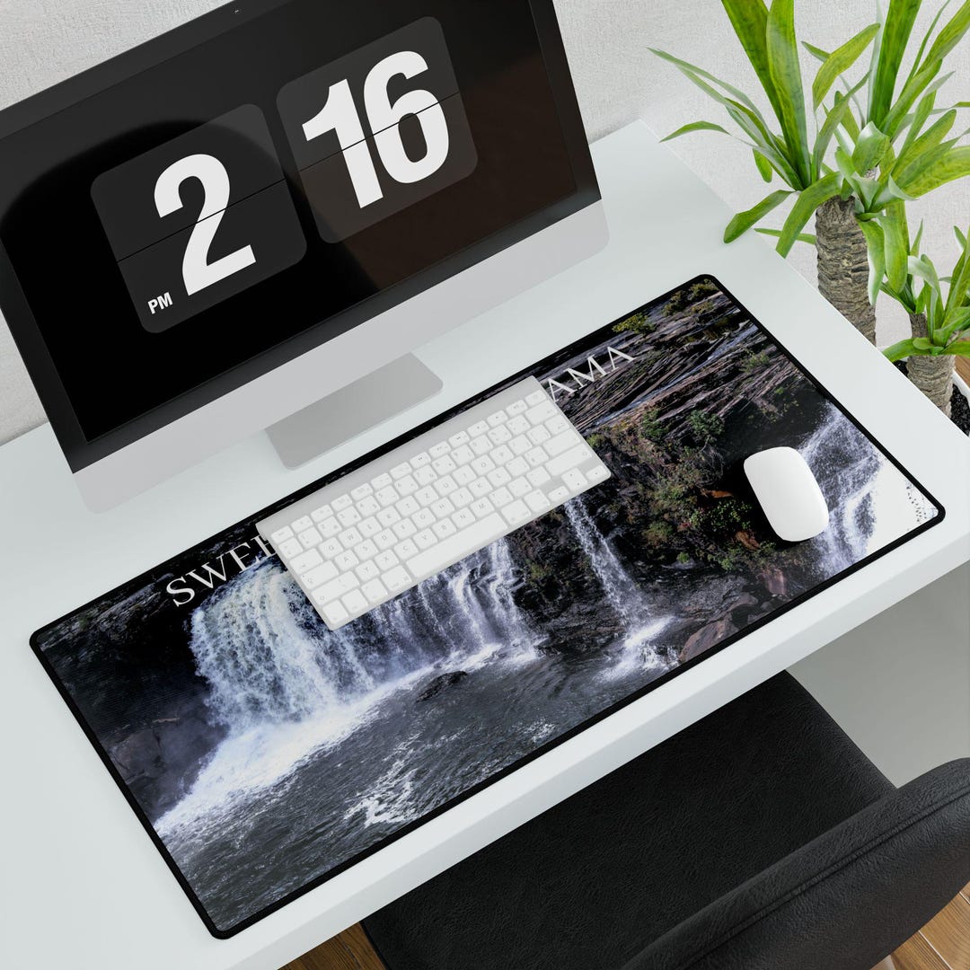 Scenic Desk Mat With Waterfall Design, Nature Lover Gift, Home Office ...