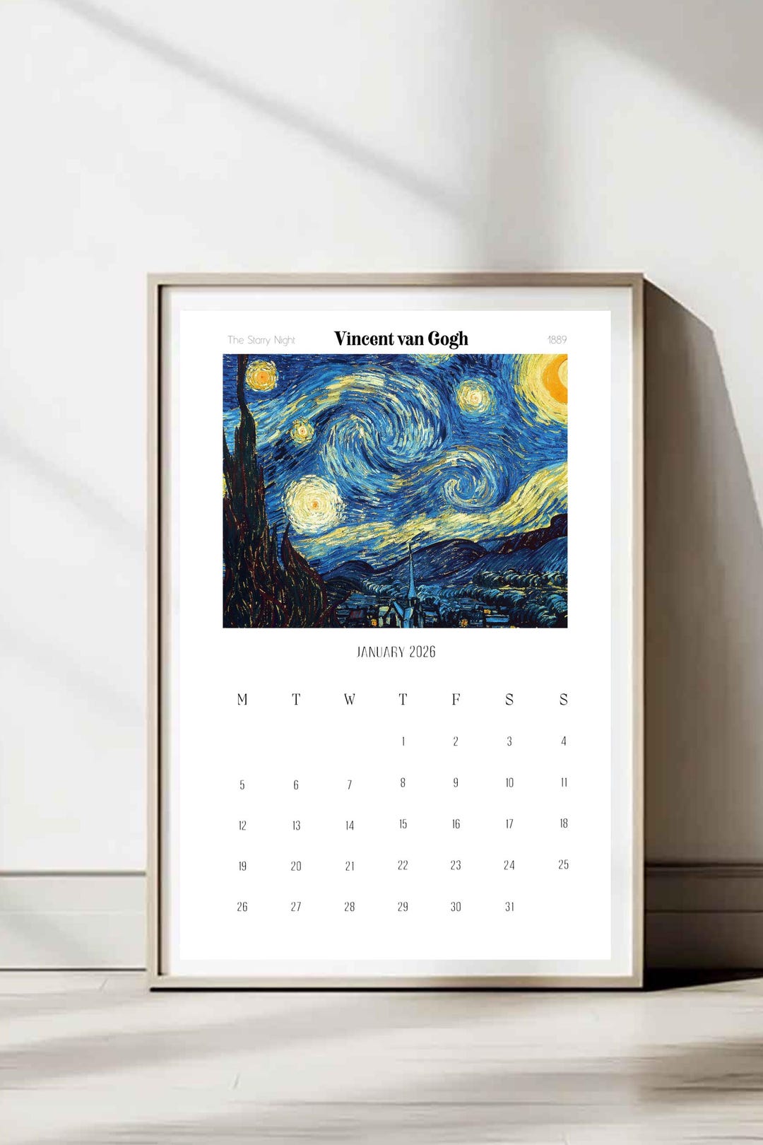 Van Gogh Calendar Wall Art | Impressionist Poster | Famous Paintings ...