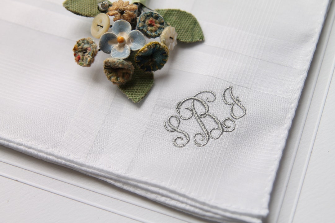 Men's Monogram Handkerchief, 3 Initial Monogram, Personalised Father of ...