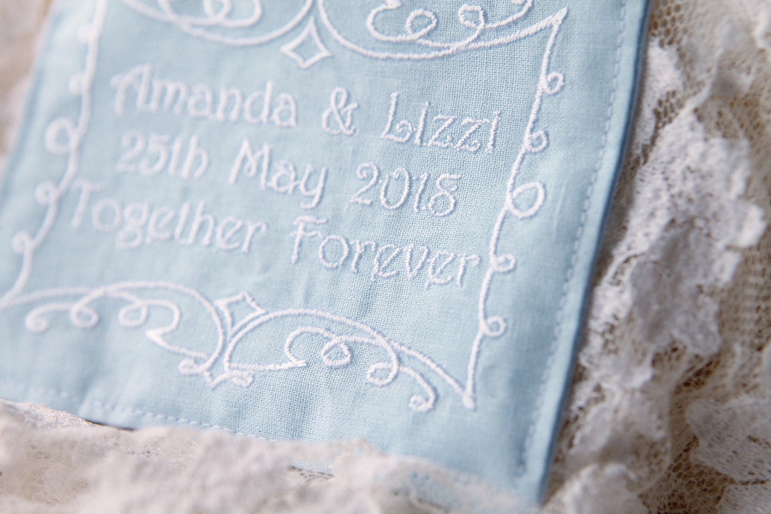 Blue Personalised Wedding Dress Label - Something Blue Idea ...