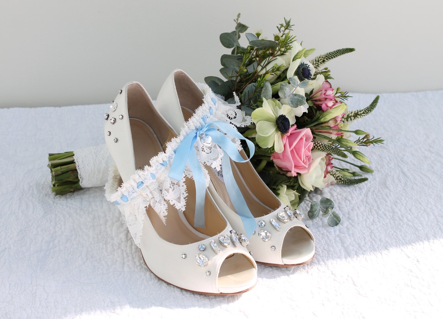 Emily - Personalised Garter, Lace Garter, Silk Garter, Sixpence Garter ...