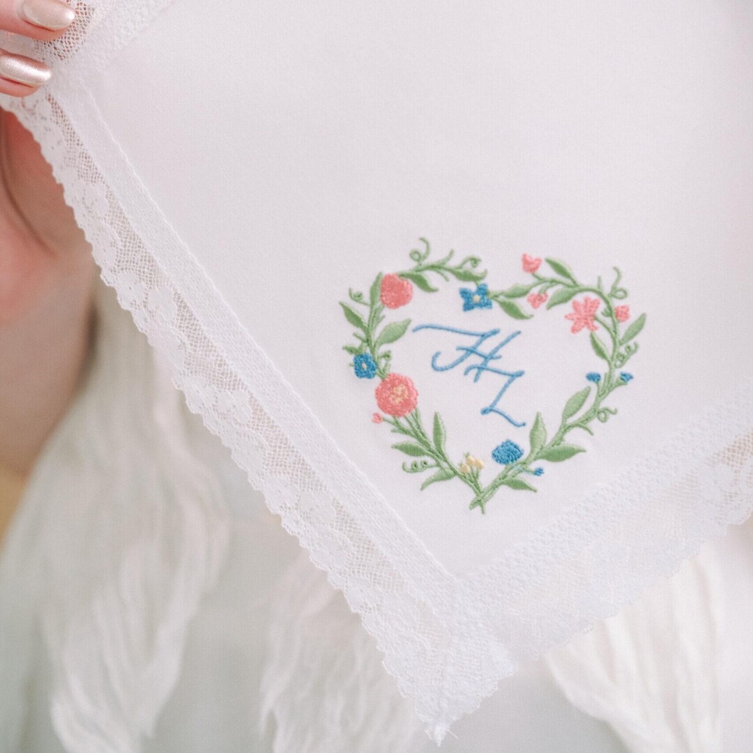 Monogrammed Wedding Crest Lace Handkerchief – Handmade With Nottingham ...