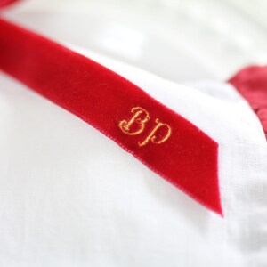 Narrow Velvet Bow Embroidered With Initials Place Setting Bow, Wedding ...