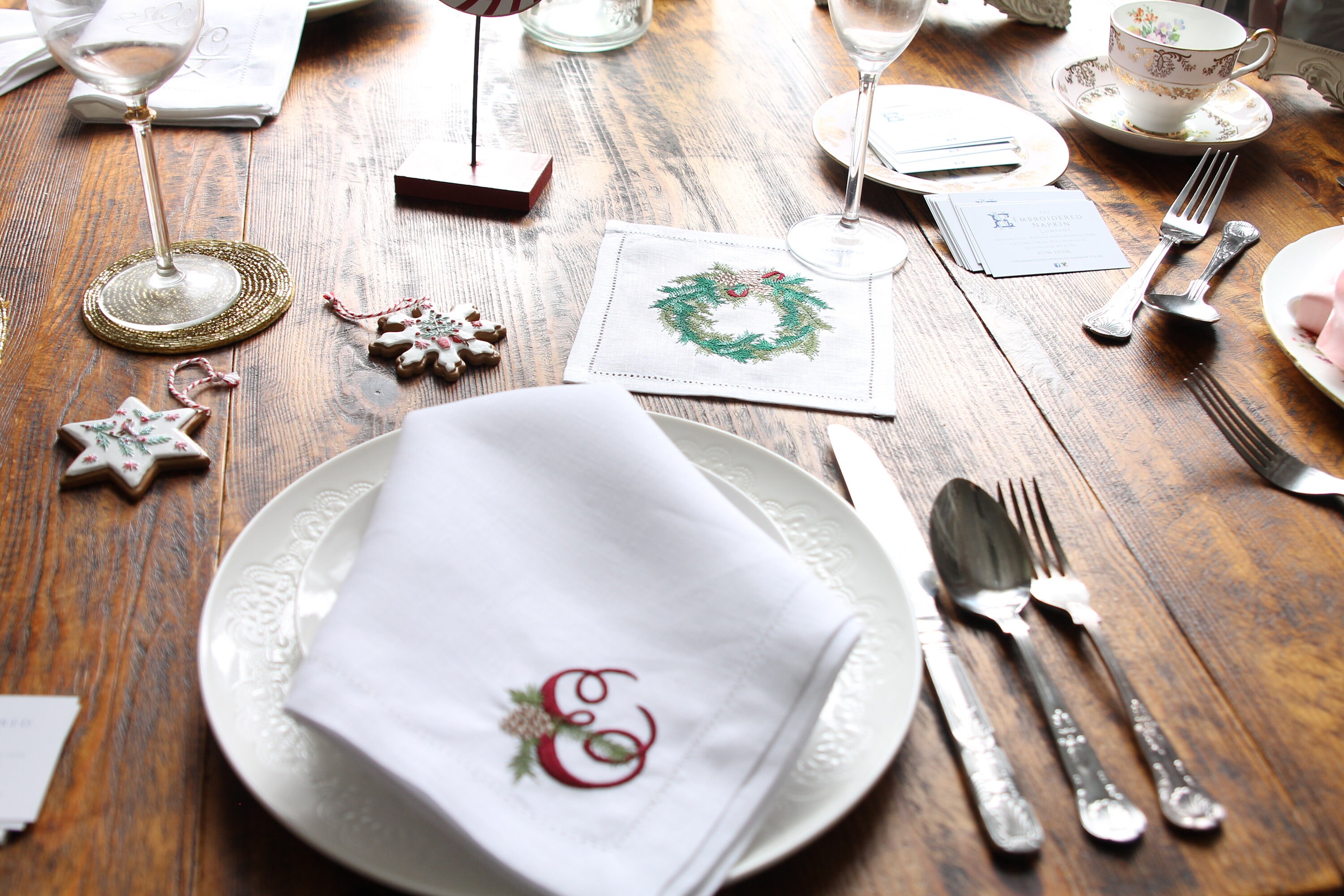 Christmas Napkin - LINEN Napkin, Personalised Monogrammed Napkin ...