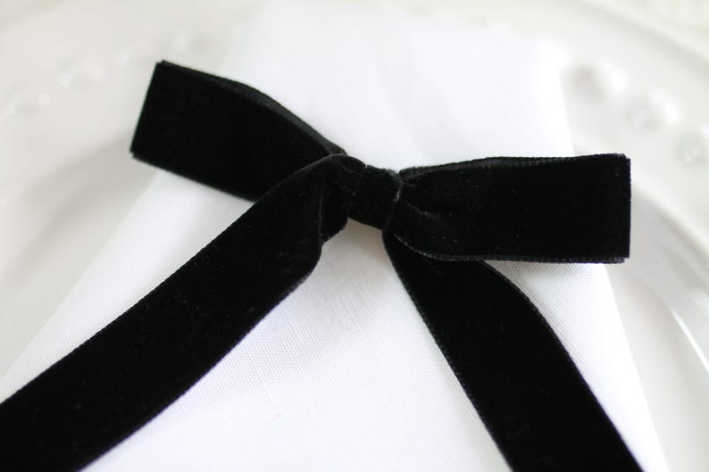 Narrow Velvet Bow – Embroidered With Initials Place Setting Bow ...