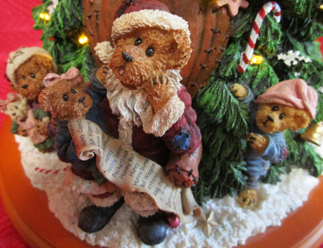 2001 Boyds Bears Christmas Tree, Santa Bear, Lighted Tree, Danbury Mint ...