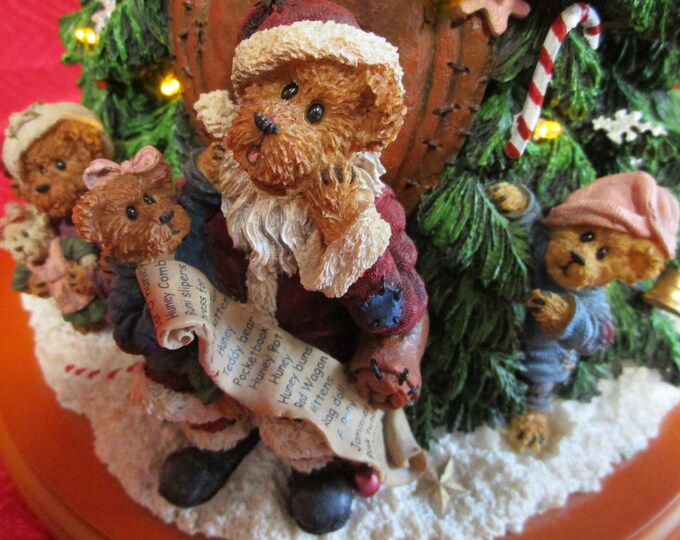 2001 Boyds Bears Christmas Tree, Santa Bear, Lighted Tree, Danbury Mint ...