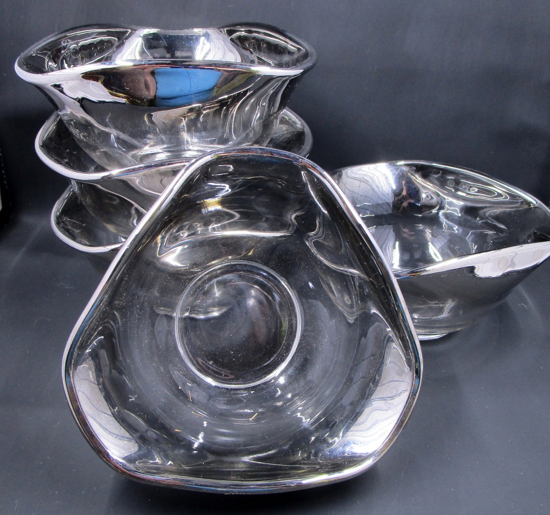 MCM Vitreon Queens Lusterware Silver Fade Salad Bowls Set of 5 Salad or ...