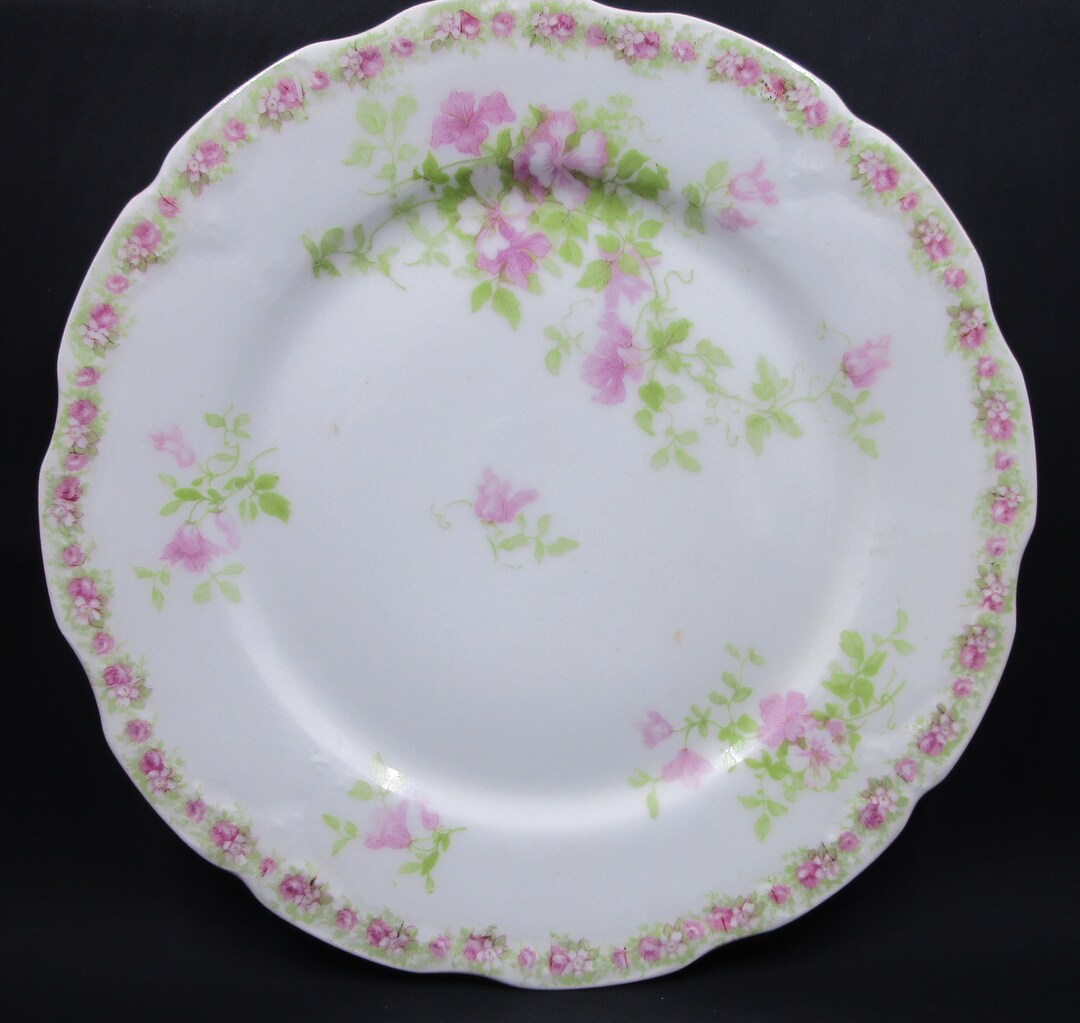 Limoges Coronet Plate French Gold Trim Porcelain 7 1/2" Plate With Pink ...