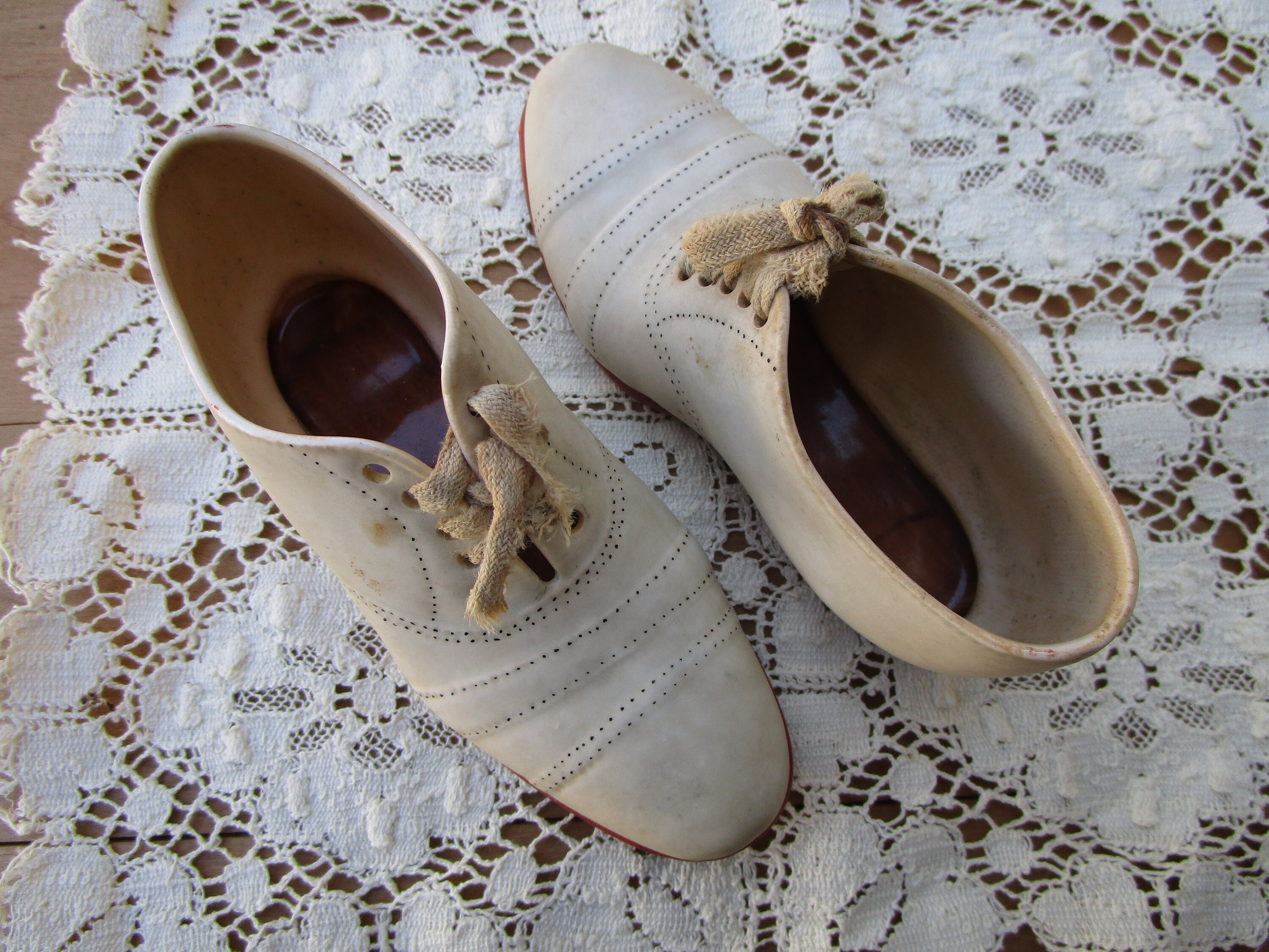 Pair Men's Oxford Shoes White Porcelain 1901 Galveston Texas Shelf ...