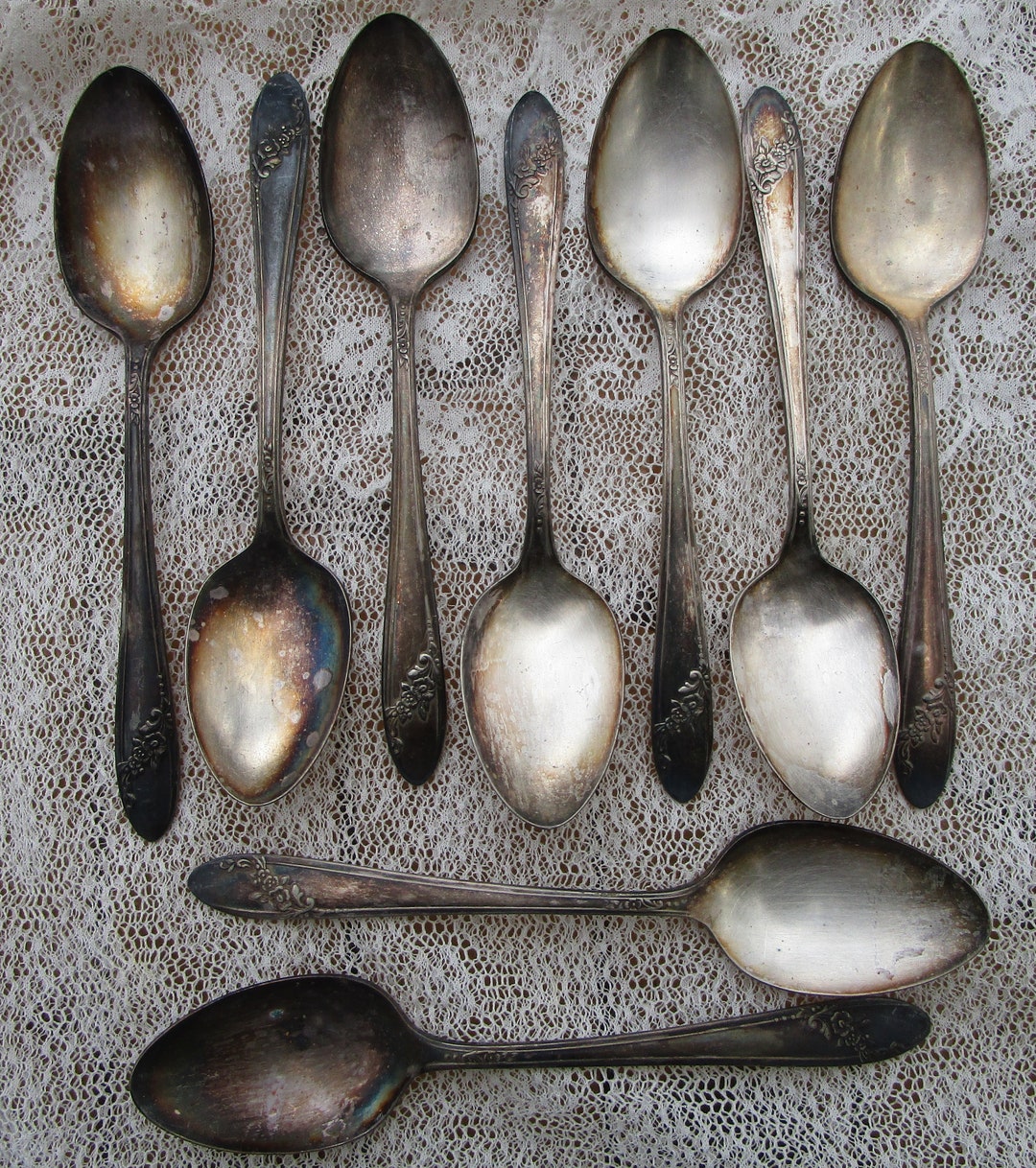 Oneida Tudor Plate "queen Bess Ii" Teaspoons, 1946 Silver Plate Set of ...
