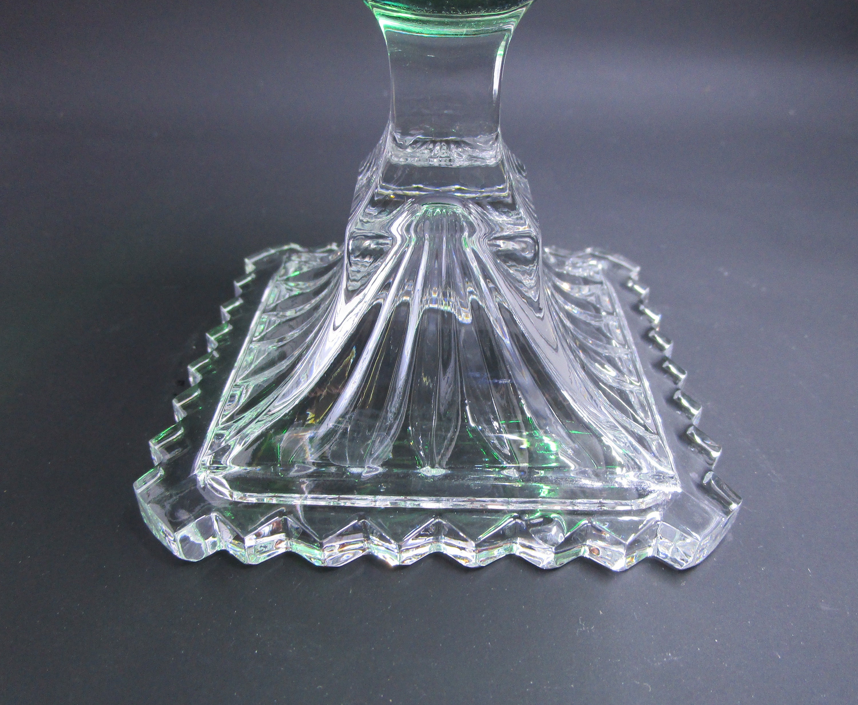 Ofnah Crystal Cut Glass Bowl Green Glass Rose Bowl on Pedestal Votive ...
