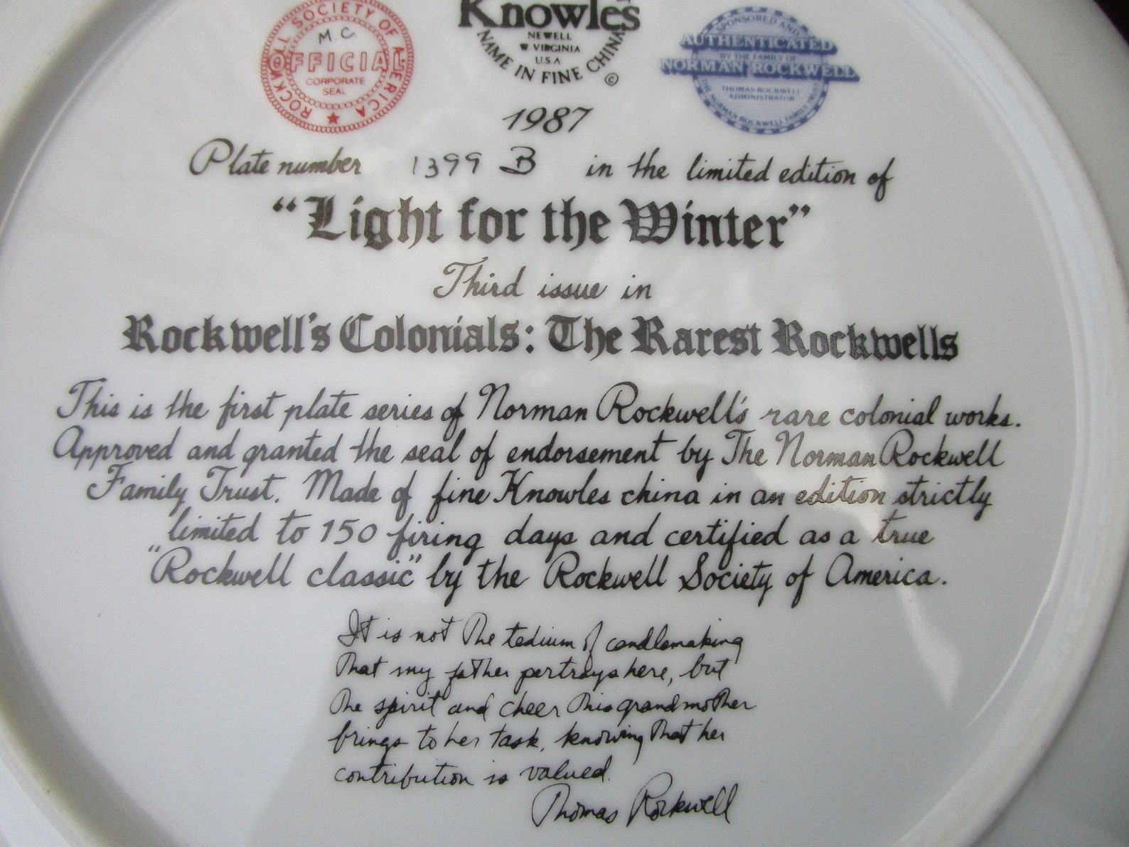 Norman Rockwell "light for the Winter" Rockwell Colonials the Rarest ...