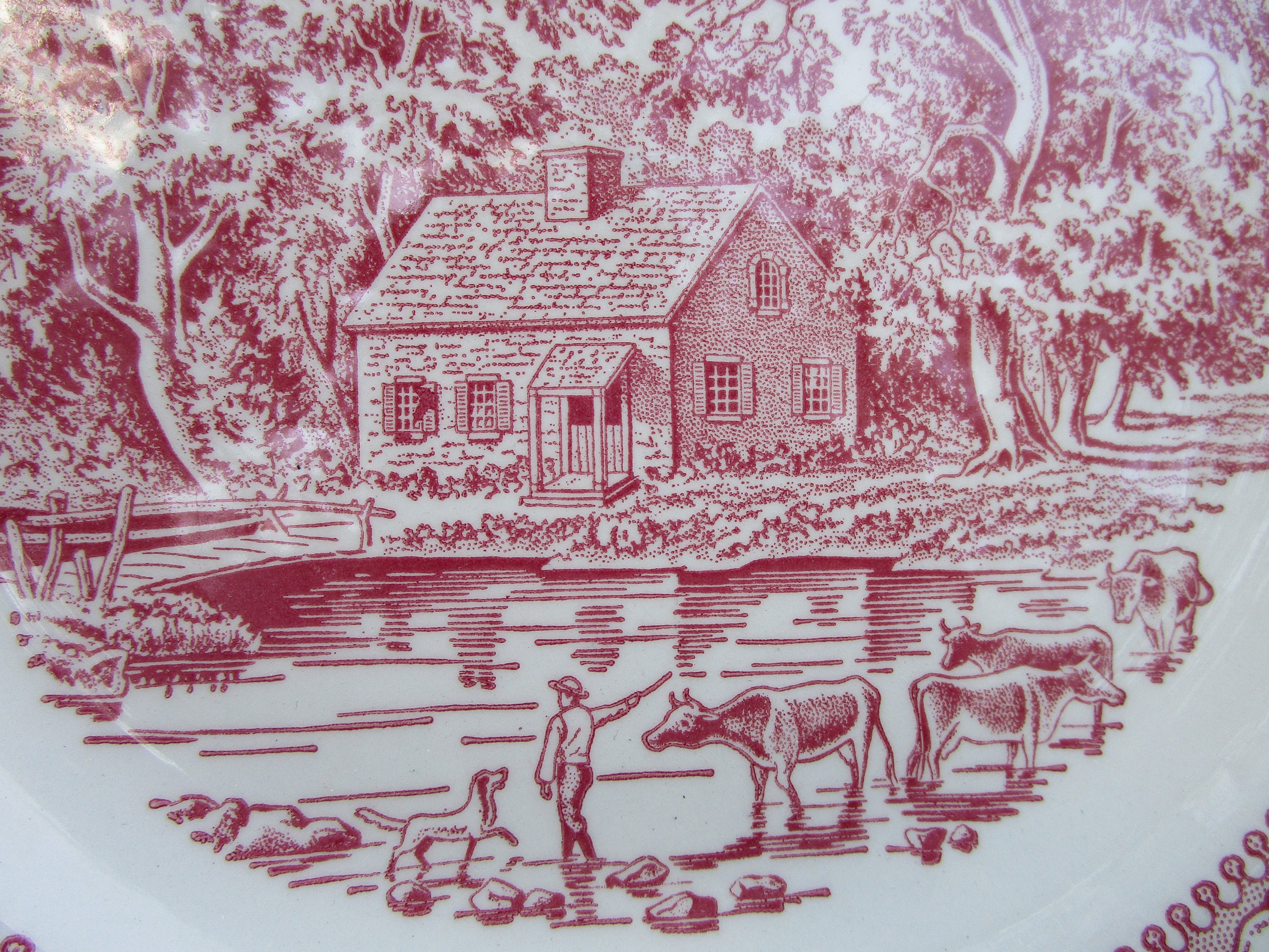 Memory Lane Pink Royal Ironstone 10 Dinner Plate 1965 transferware ...