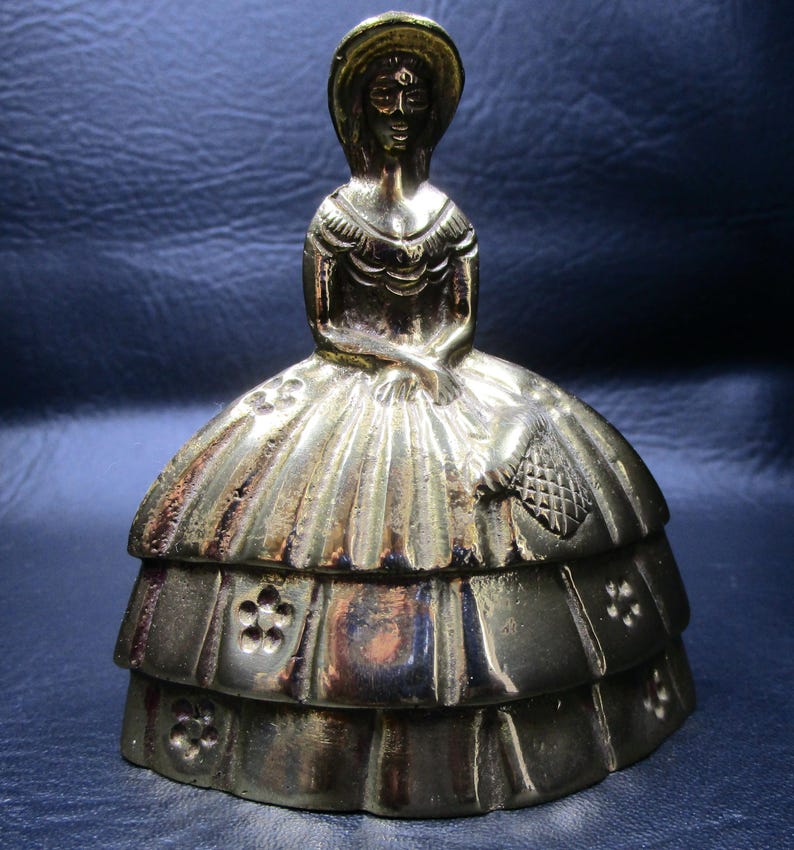 Vintage Brass Bell Colonial Woman Southern Belle Tea Bell Table Bell ...