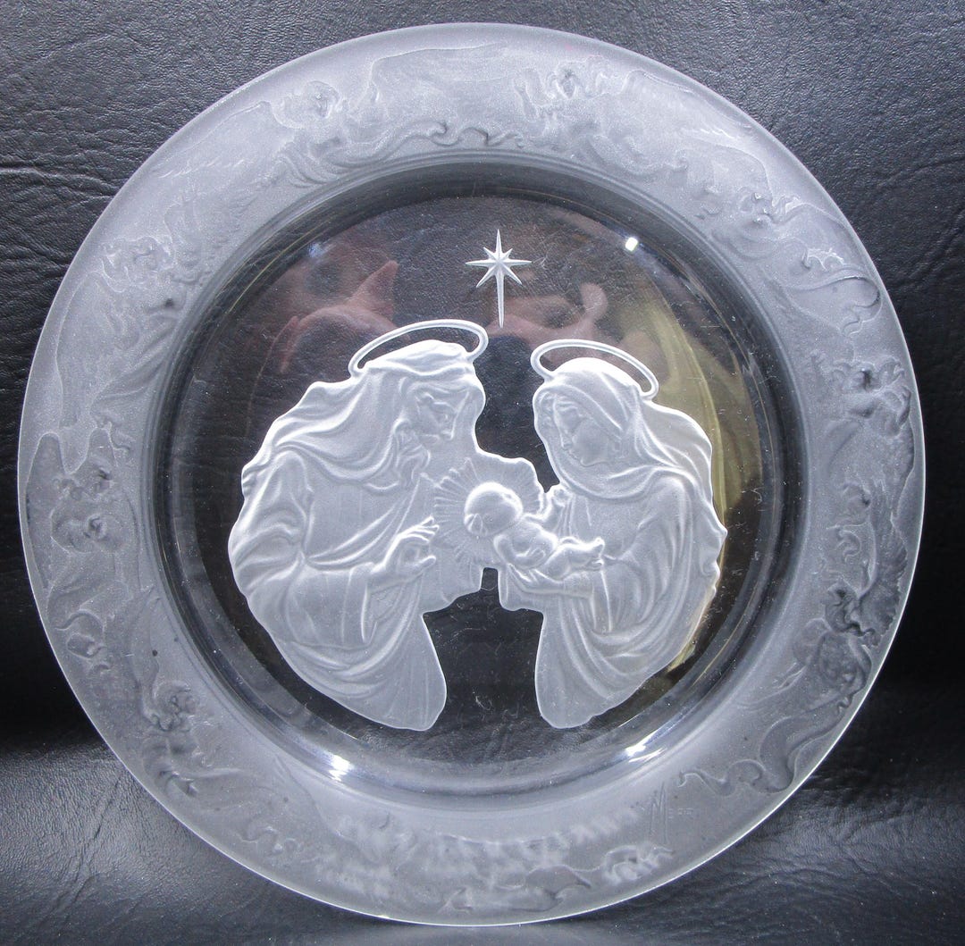 THE HOLY FAMILY Plate Morgantown Crystal 1988 Annual Plate Crystal ...