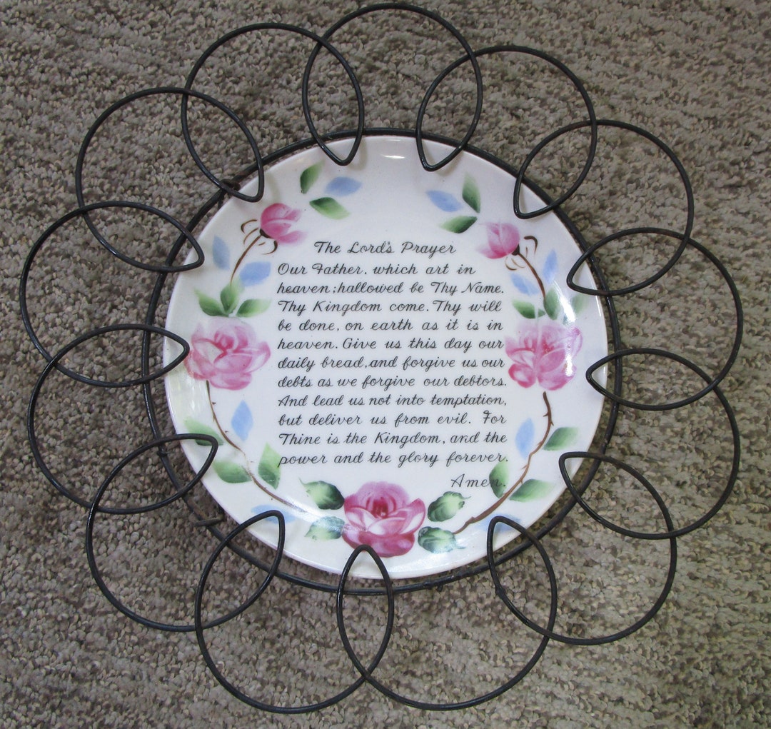 Lords Prayer Plate Framed in MCM Wire Frame, Christian Home Wall ...