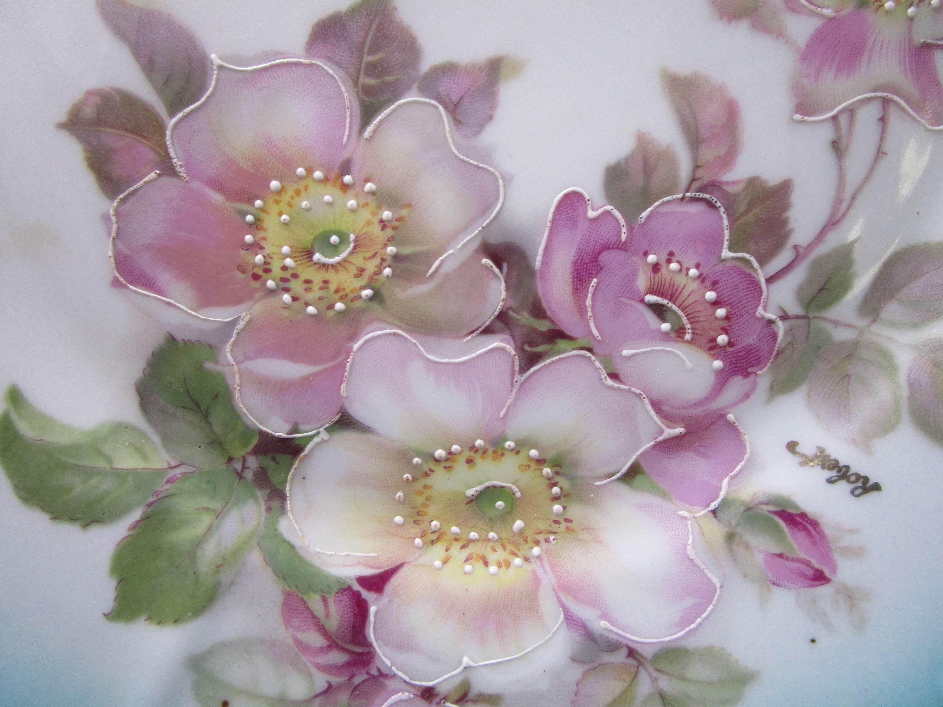 Leni Parbus Plate Pink Roses Aqua Border Signed Robert - Etsy Canada