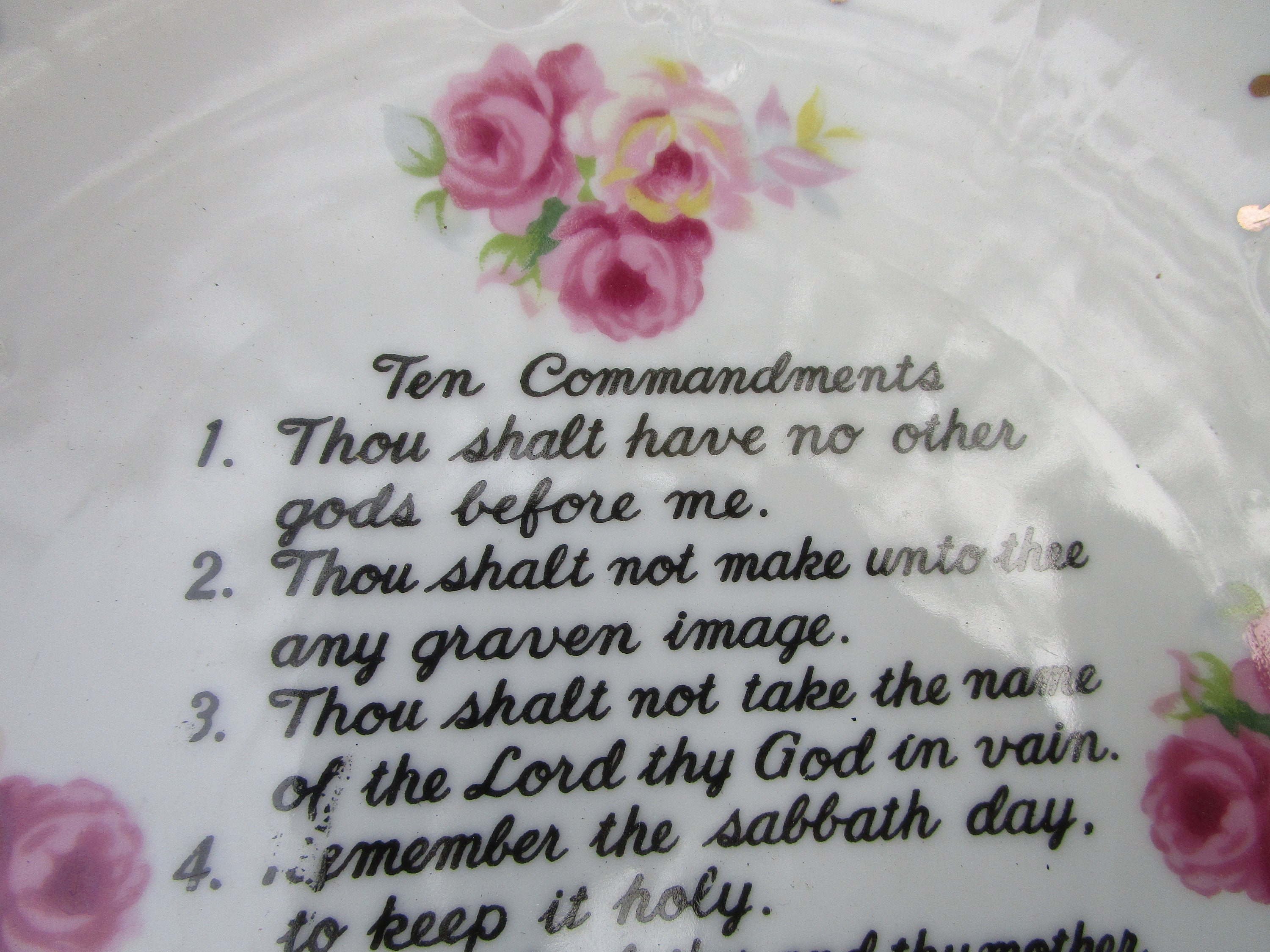 Ten Commandments Plate, Wall Hanging Plate, Christian Home