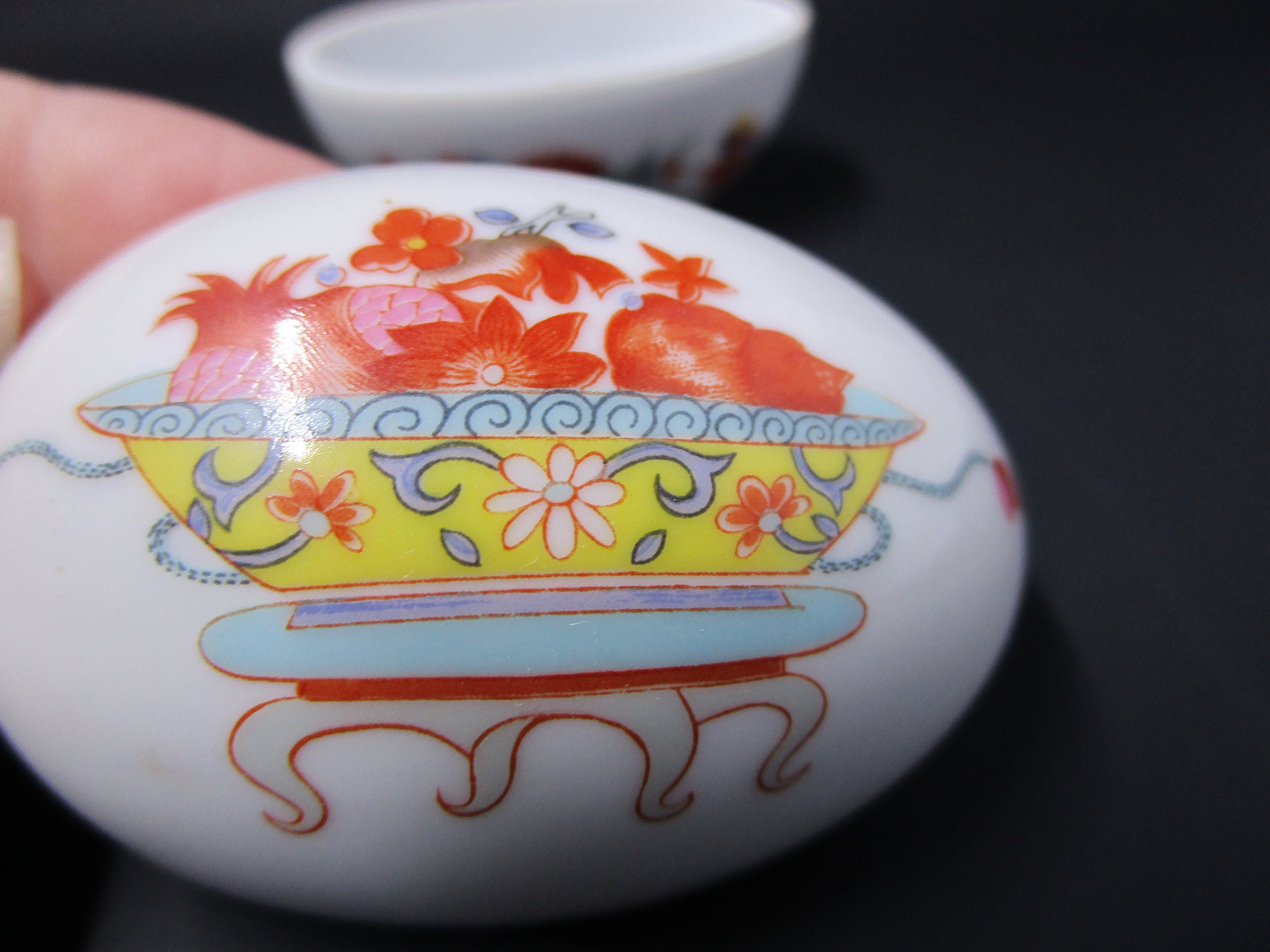 Bernardaud Limoges Mini Egg Box and Lid, Fou Tcheou Pattern Porcelain ...