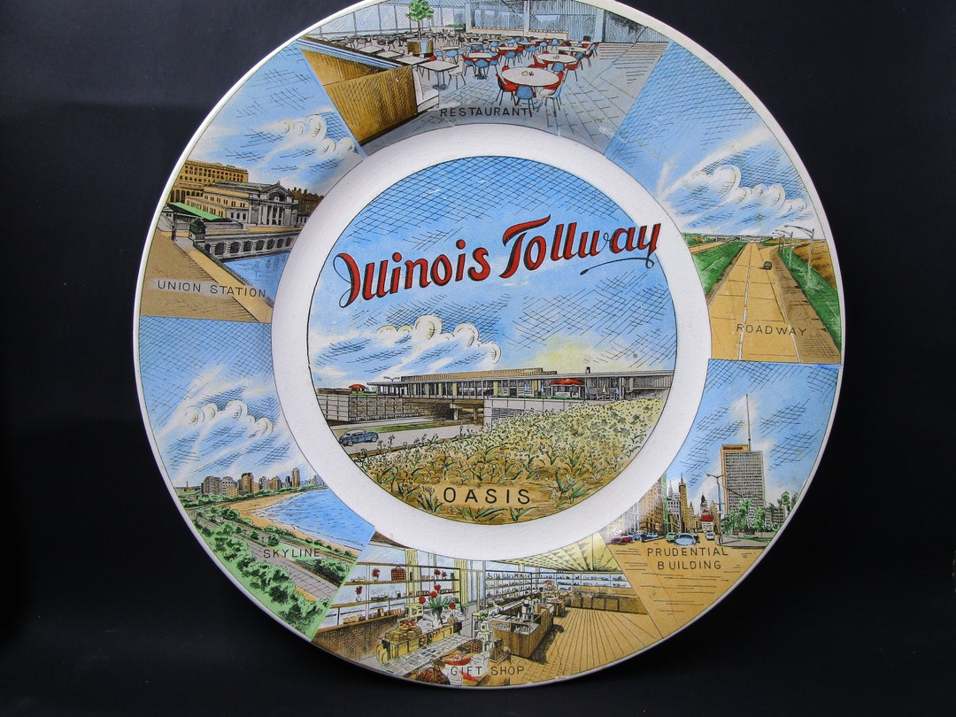 Illinois Tollway Souvenir Plate Mid Century 9" Plate G Nov. Co. - Etsy