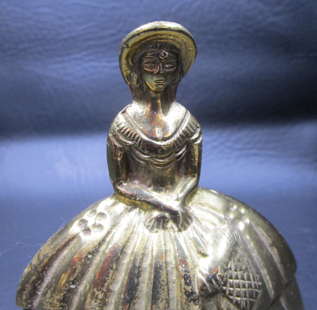 Vintage Brass Bell Colonial Woman Southern Belle Tea Bell Table Bell ...