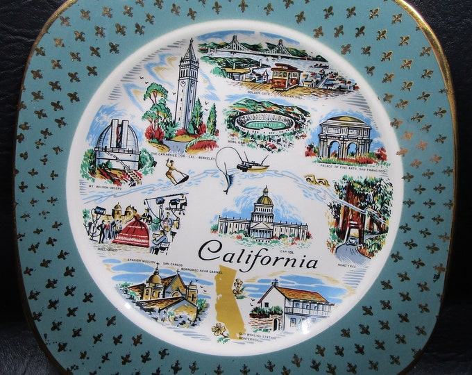 California Souvenir Plate Fleur-de-lis Border, 8" Plate Keepsake Plate ...