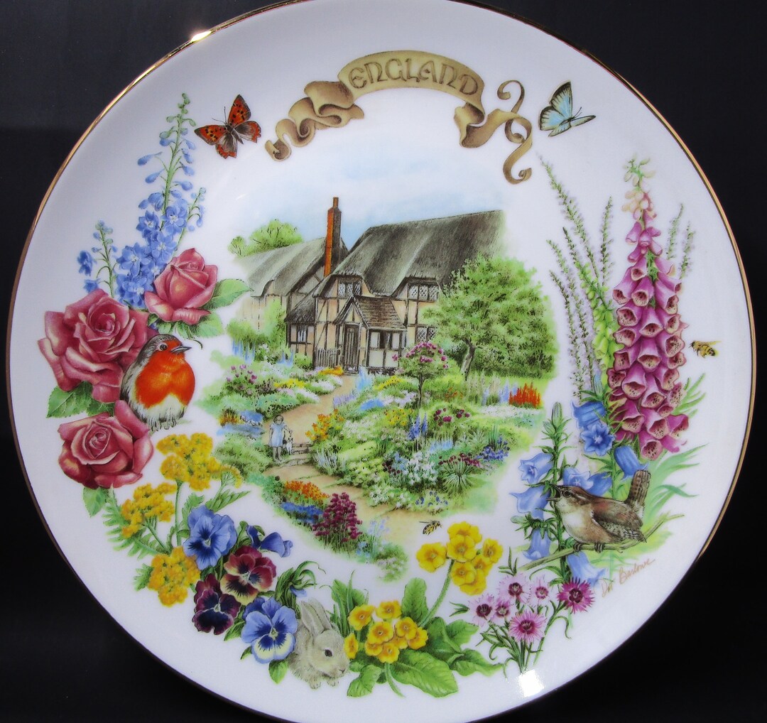 Reco English Country Garden Plate, Dot Barlowe Artist, Gardens of ...