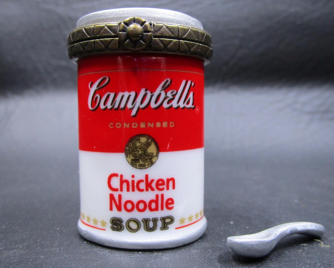 Campbell's Chicken Noodle Soup With Spoon Trinket Porcelain Hinged Box ...