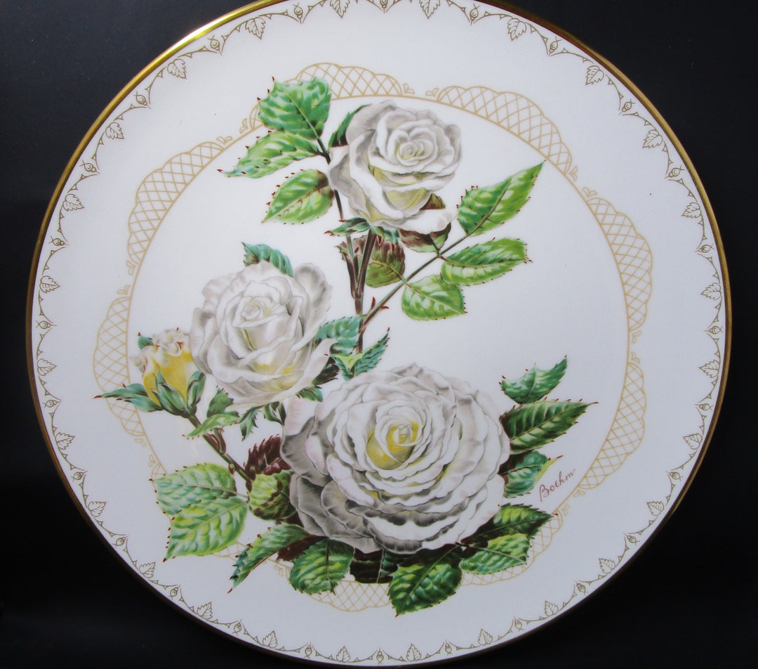 Edward Marshall Boehm Rose Plate Collection, the White Lightnin Rose ...